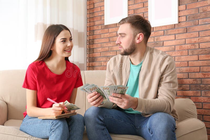 Beautiful Young Couple with Money Stock Image - Image of boyfriend ...