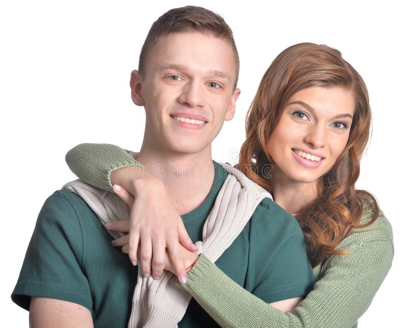 Beautiful Young Couple on a White Background Stock Image - Image of ...