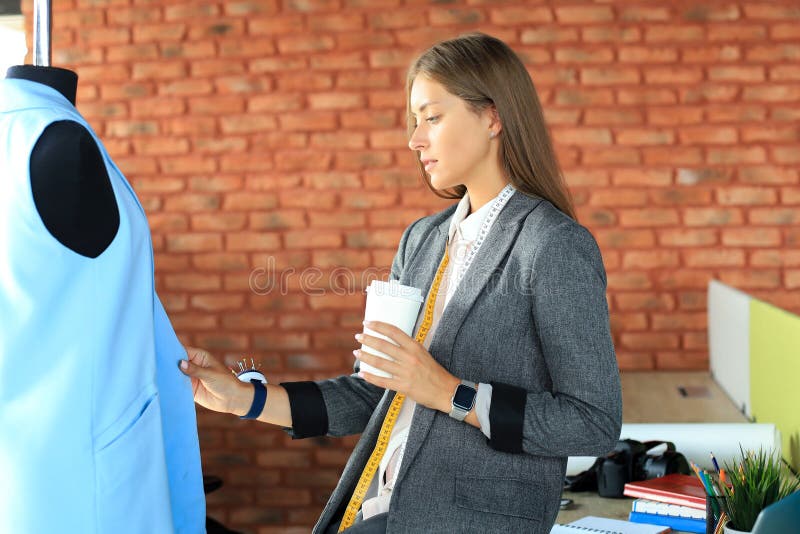 Beautiful Young Designer Thinking about New Models in Her Studio Stock ...