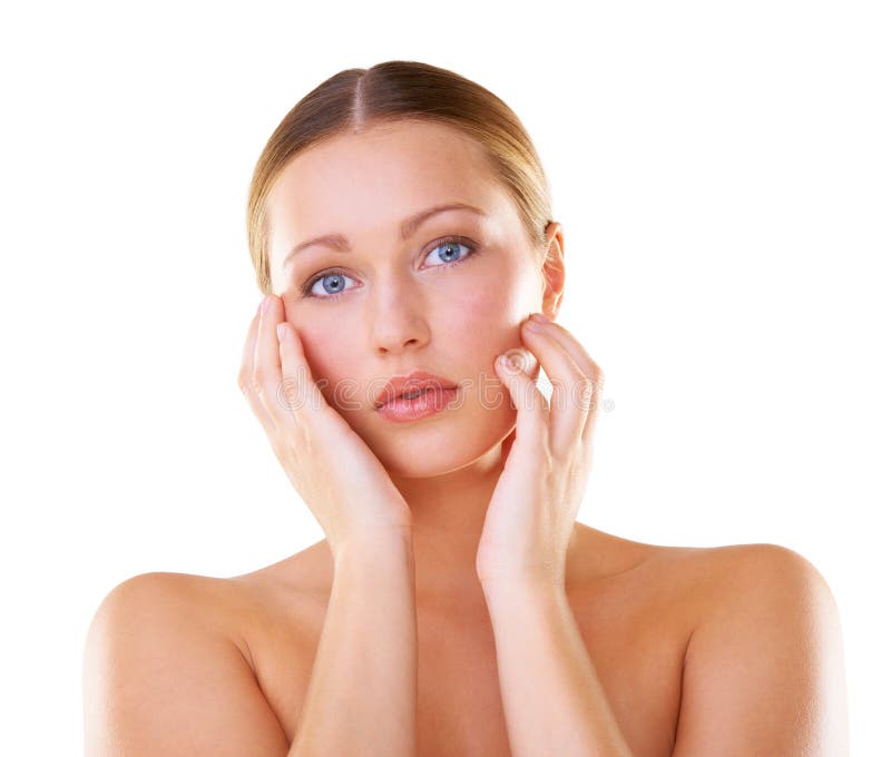 Beautiful Young Face. a Fresh-faced Young Woman Touching Her Face ...