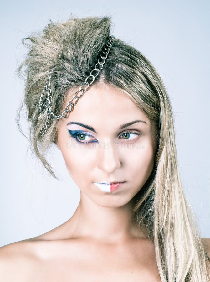 Beautiful Young Female with Impudent Make Up Stock Image - Image of ...