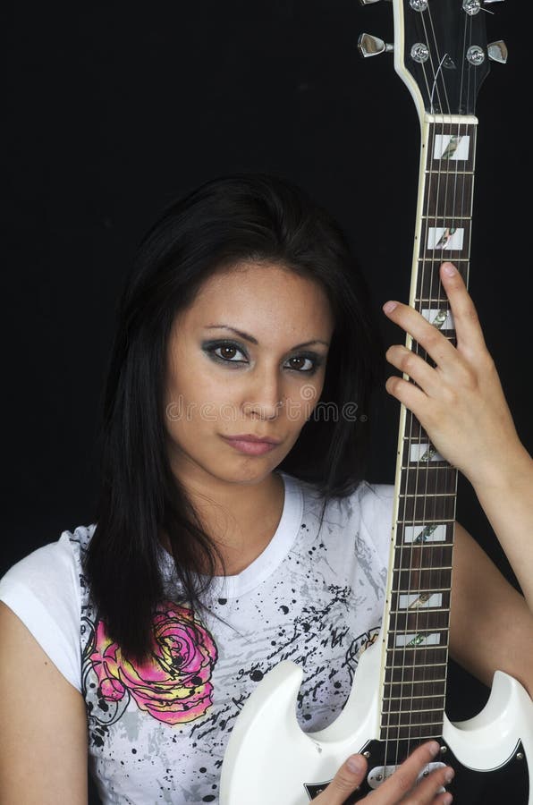 Beautiful Young Female Musician Stock Photo - Image of guitarist ...