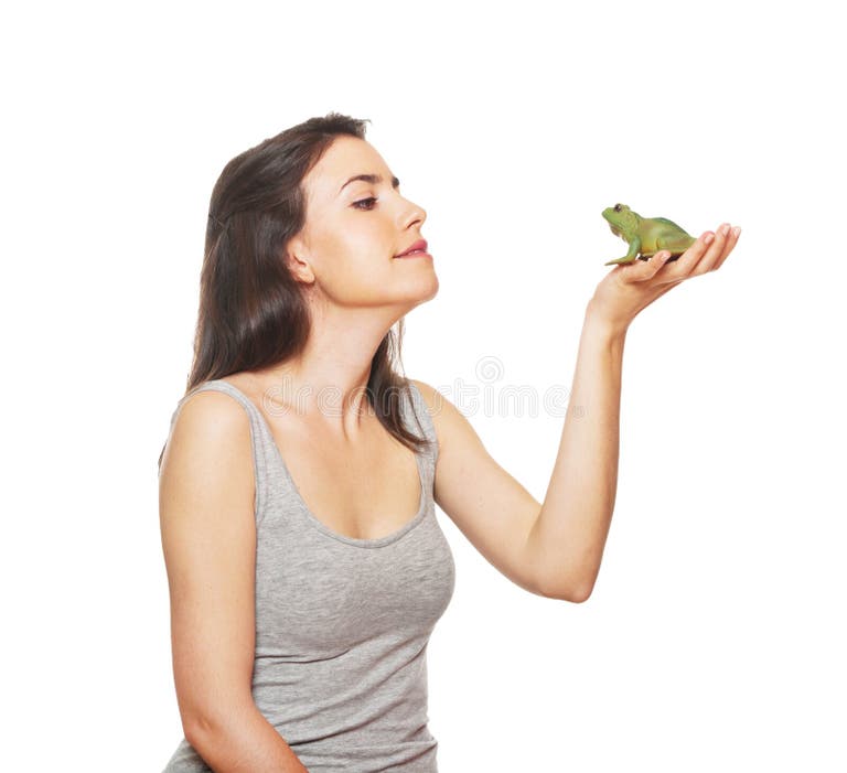Beautiful Young Female and Prince Frog Stock Image - Image of hair ...