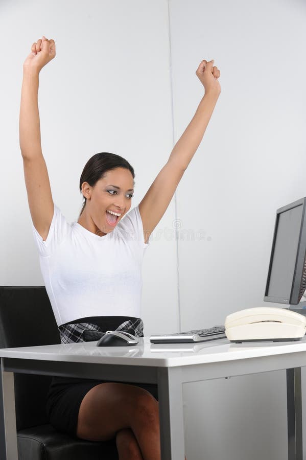 Beautiful Young Female at Work Stock Image - Image of keyboard ...