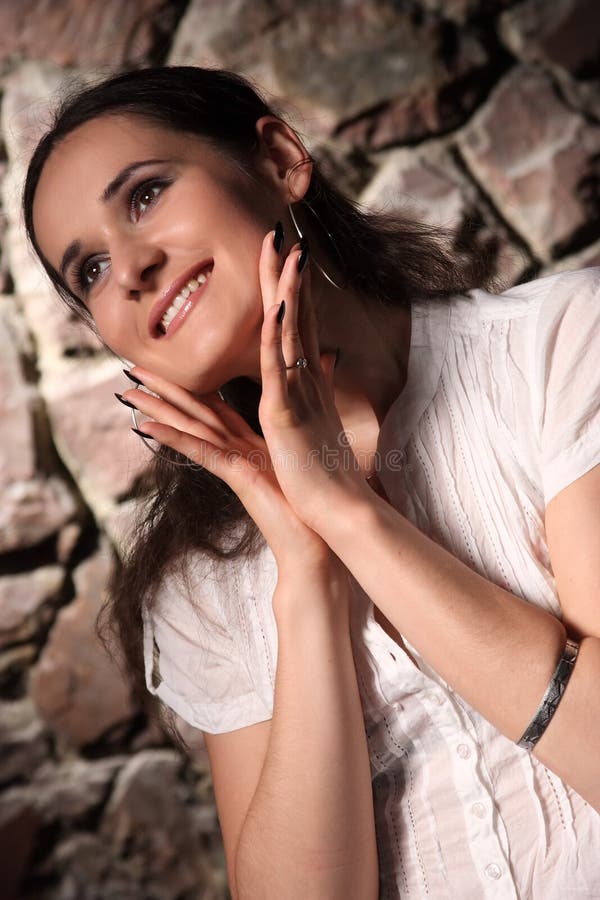 Coy Woman with Engagement Ring Stock Photo - Image of female, engaged ...