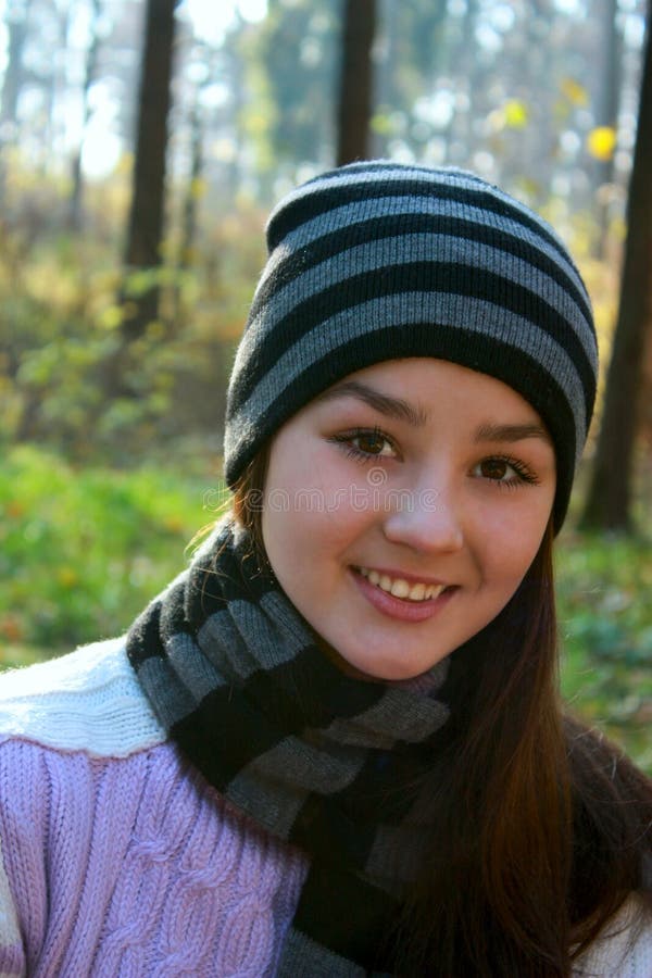 Beautiful Young Girl in Autumn Park Stock Photo - Image of jumper ...