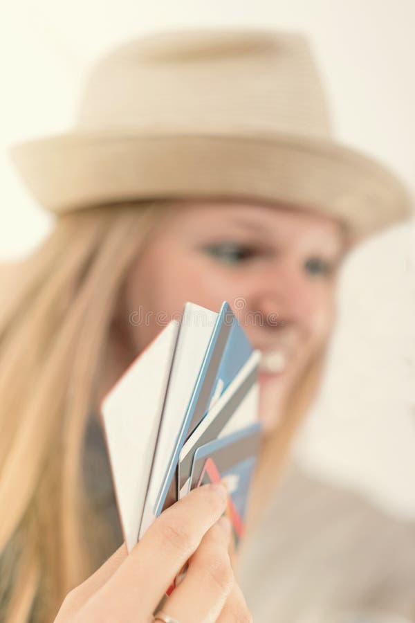 Beautiful Young Girl with Credit Cards Stock Photo - Image of adult ...