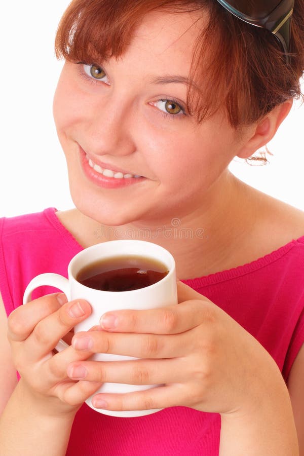 Beautiful Young Girl with a Cup of Tea Stock Image - Image of beautiful ...