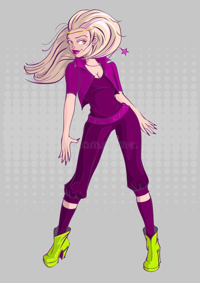 Beautiful Young Girl Dancing Modern Dance Stock Vector - Illustration ...