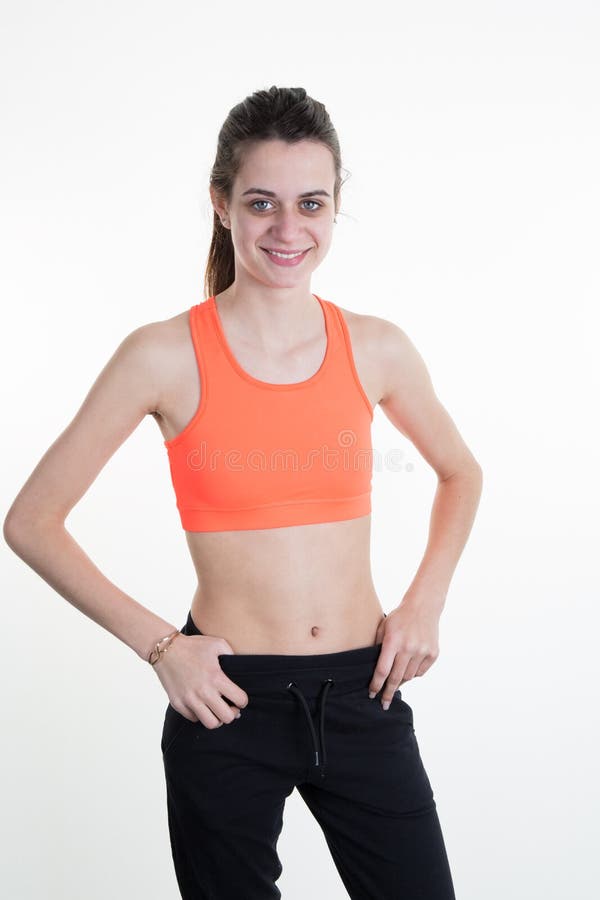 Young Girl Doing Exercises at Home Stock Image - Image of slim ...