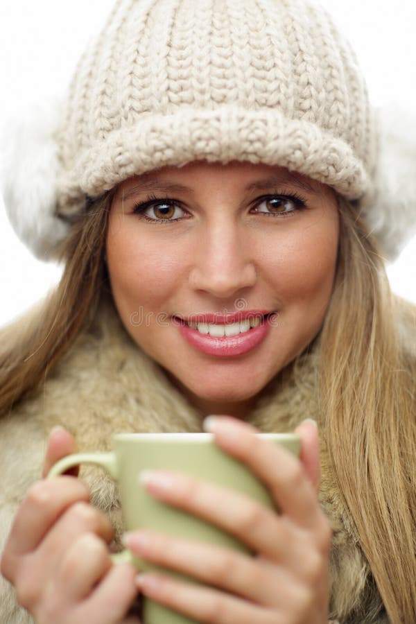 Beautiful Young Girl Drinking Coffee or Tea Stock Photo - Image of ...