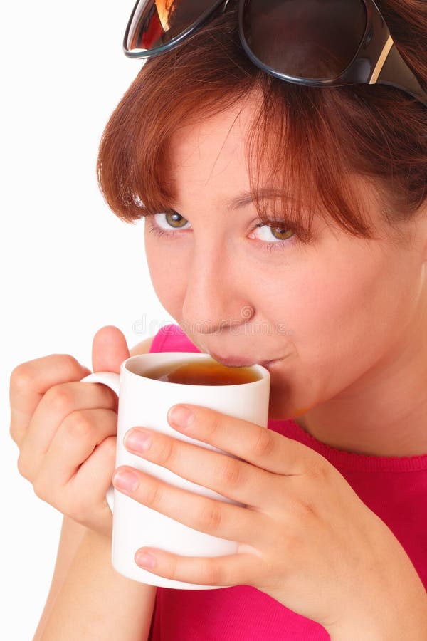 Beautiful Young Girl Drinking Tea Stock Photo - Image of fascinating ...
