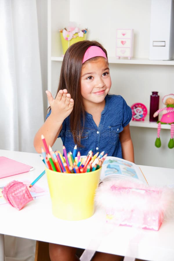 Beautiful Young Girl Explaining Something Stock Image - Image of child ...