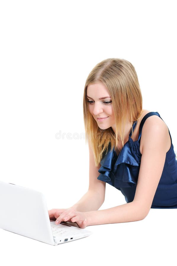 Girl with laptop stock photo. Image of internet, isolated - 23060028