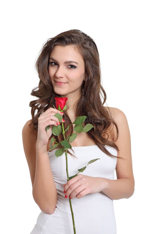 Beautiful Young Girl Posing with a Rose Stock Image - Image of ...