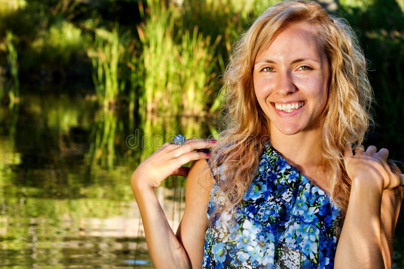 Beautiful Young Girl on the River Stock Image - Image of forest ...