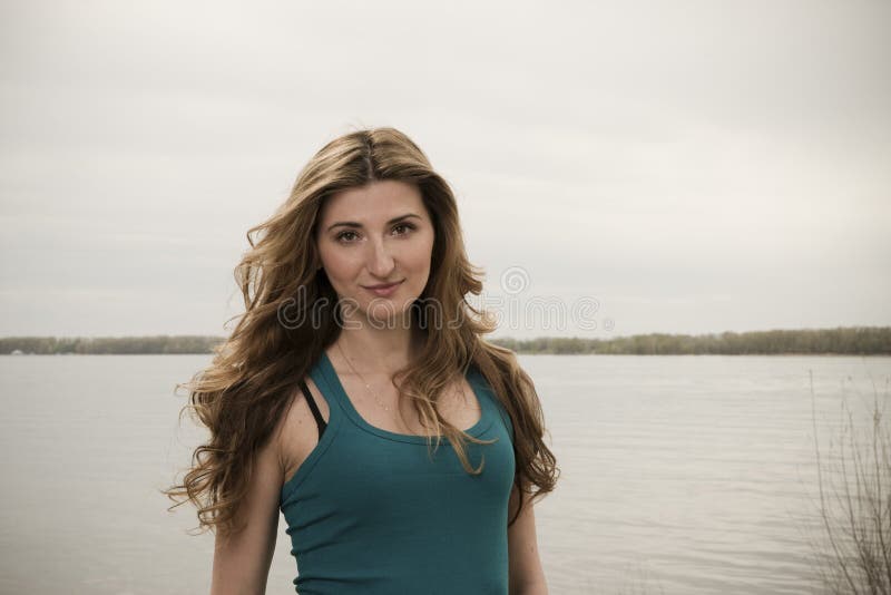 Beautiful Young Girl on River. Stock Image - Image of girl, beauty ...
