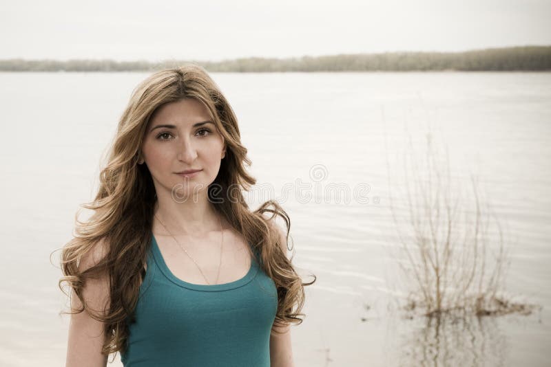 Beautiful Young Girl on River. Stock Photo - Image of portrait, girl ...