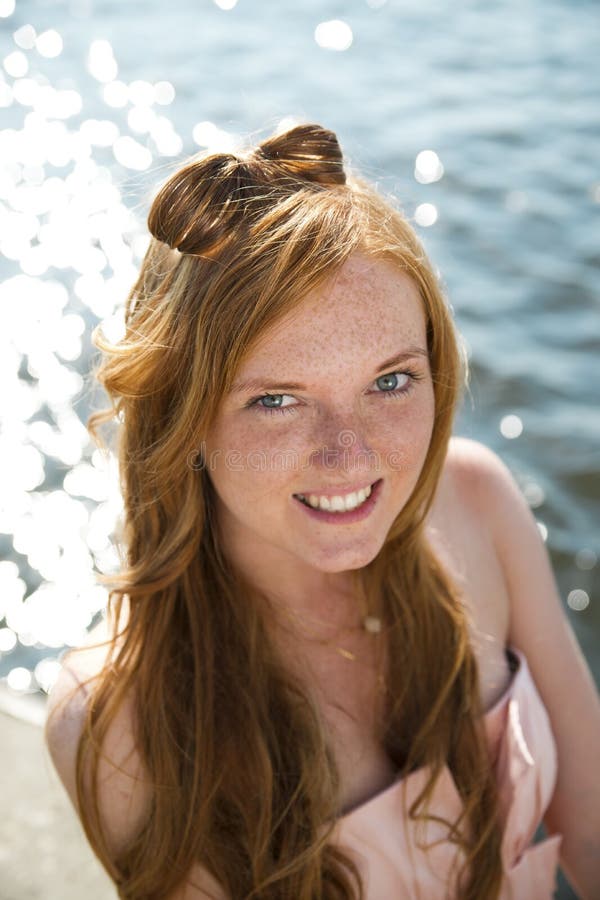 Beautiful Young Girl on River Stock Photo - Image of beauty, hair: 40691164