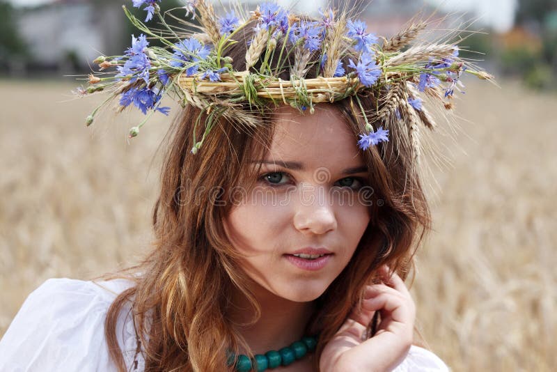 Beautiful Young Girl in Summer Field Stock Photo - Image of grass, corn ...