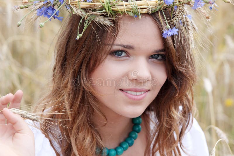 Beautiful Young Girl in Summer Field Stock Photo - Image of girl ...