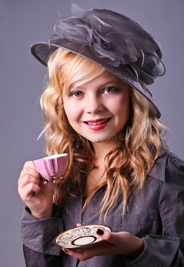 Beautiful Young Girl at a Tea Party Stock Photo - Image of elegance ...