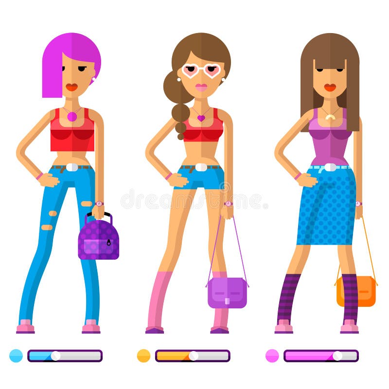 Vector Beautiful Fashion Girls Top Models Stock Vector - Illustration ...