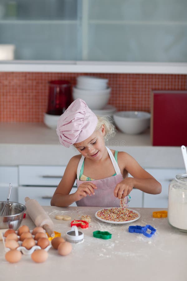 Beautiful Young Girl Working in the Kitchen Stock Image - Image of ...
