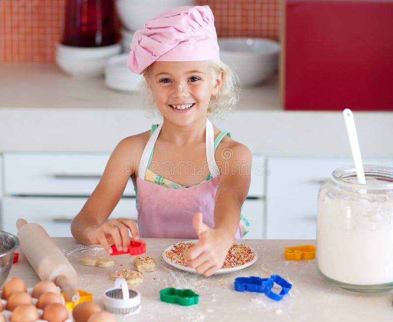 Beautiful Young Girl Working in the Kitchen Stock Image - Image of ...