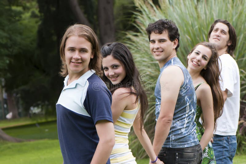 Beautiful Young Guy and Friends Group Stock Image - Image of ...