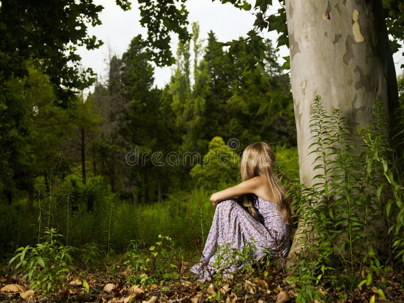 Beautiful Young Lady in the Forest Stock Image - Image of happy ...