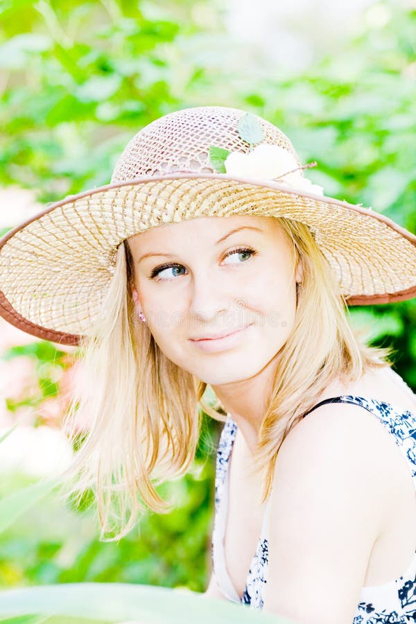 Beautiful Young Lady in the Garden Stock Photo - Image of nature, iris ...