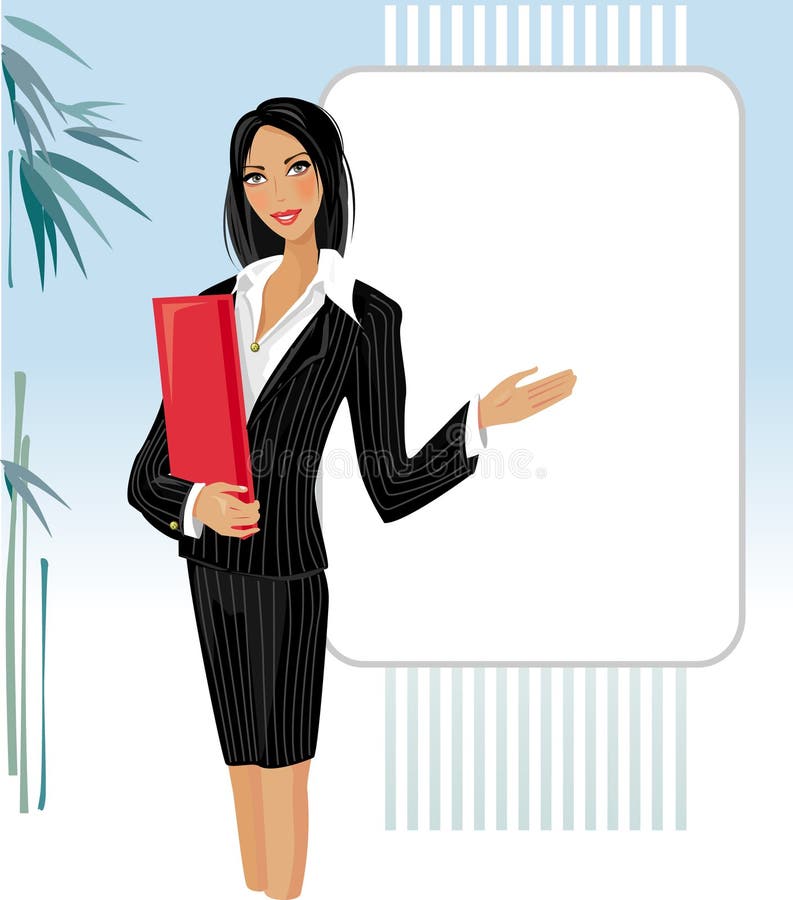 Beautiful Young Lady Giving Presentation Stock Vector - Illustration of ...