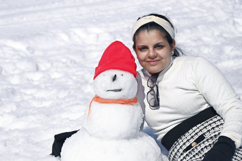Beautiful Young Lady Having Fun Activity in Winter at Snow Mountain ...