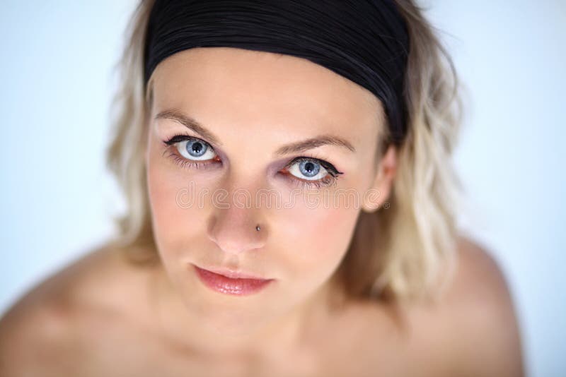 Beautiful Young Lady Looking Stock Photo - Image of space, view: 19201542