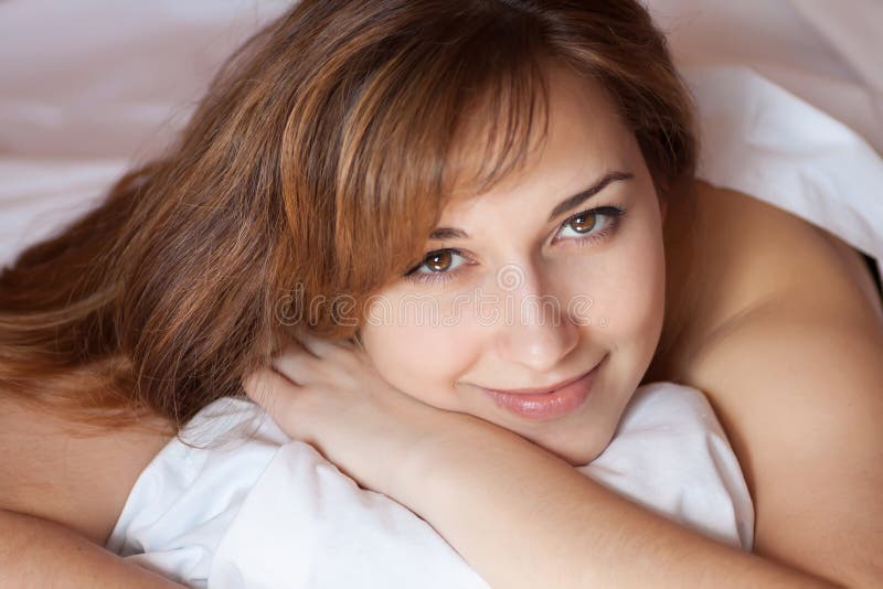 Beautiful Young Lady Lying on the Bed. Stock Photo - Image of elegant ...