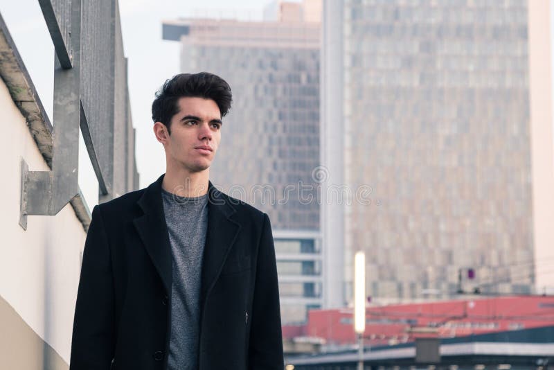 Beautiful Young Man Posing in an Urban Context Stock Image - Image of ...