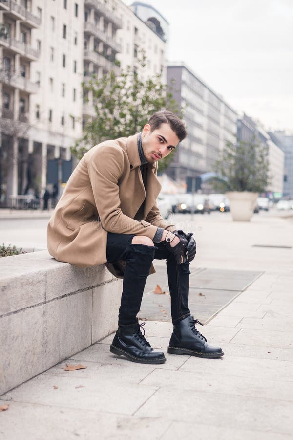Beautiful Young Man Posing in an Urban Context Stock Photo - Image of ...