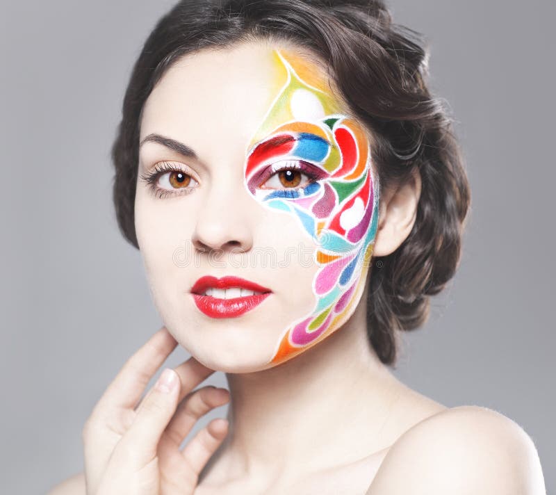 Beautiful Young Model with Bright Make Stock Photo - Image of caucasian ...