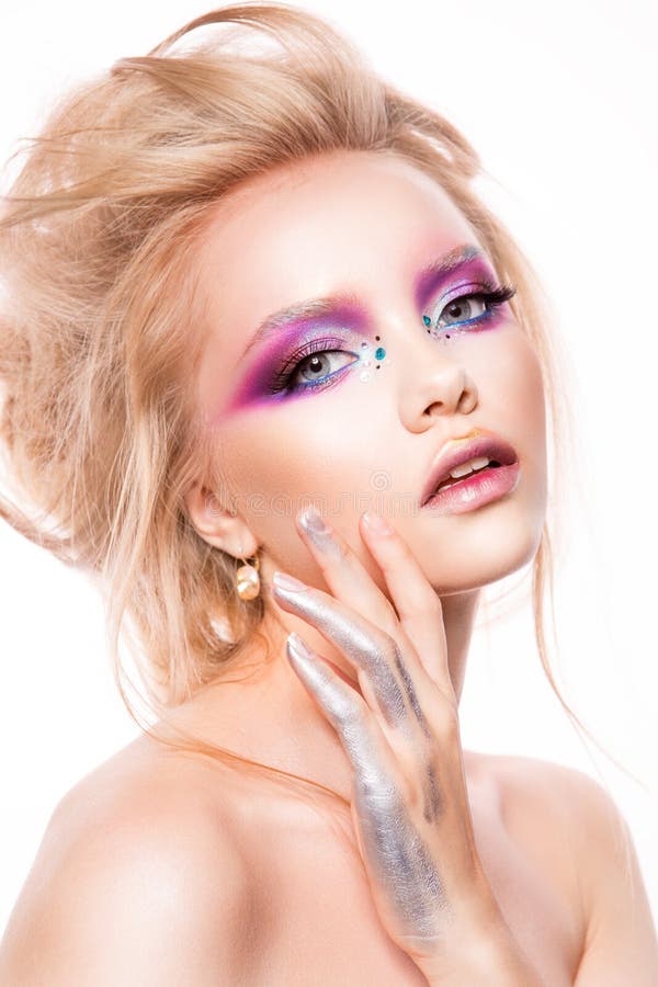 Model with bright make up stock photo. Image of head - 37436406