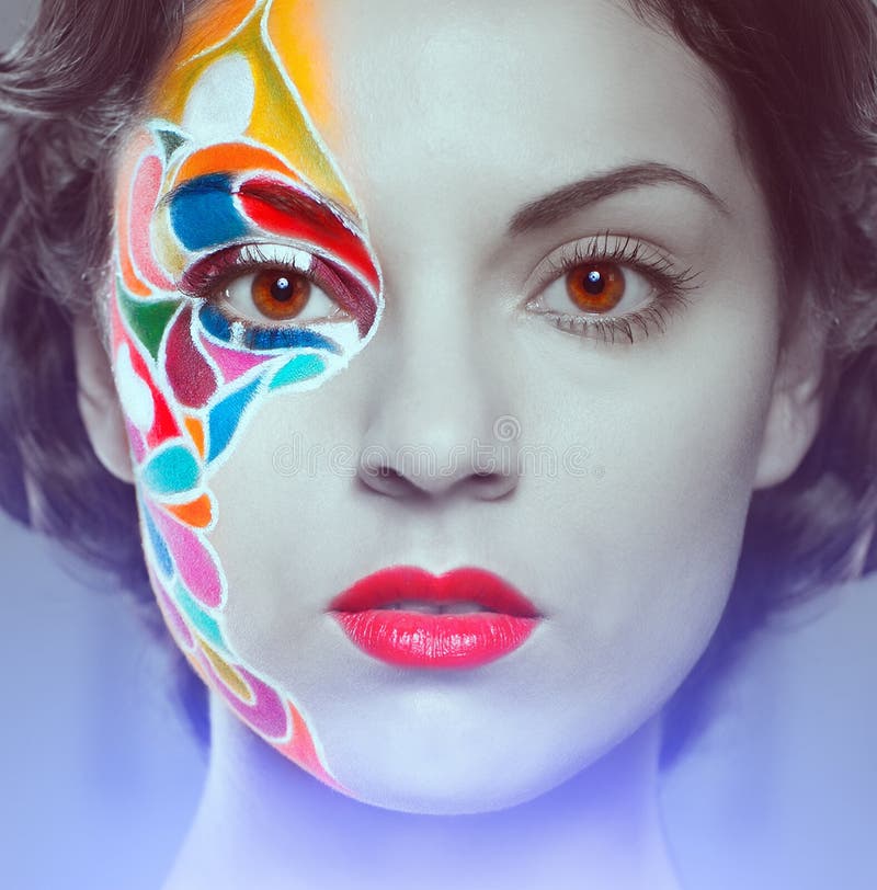 Beautiful Young Model with Bright Make Up Stock Image - Image of ...