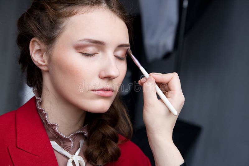 Beautiful Young Model Getting Fashion Make-up Stock Photo - Image of ...