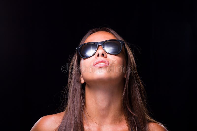 Beautiful Young Model with Glasses Stock Image - Image of brunette ...