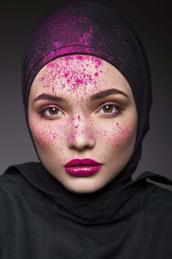 Beautiful Young Model with Pink Make Up Stock Photo - Image of bright ...