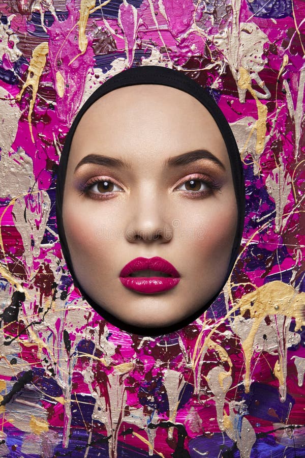 Beautiful Young Model with Pink Make Up Stock Photo - Image of colorful ...