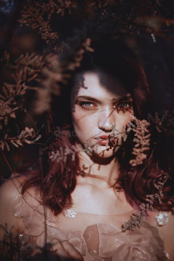 Beautiful Young Model Posing in Spring Park Stock Photo - Image of ...