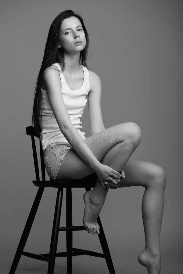 Beautiful Young Model Posing in the Studio with Different Emotions ...