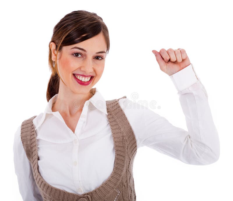Beautiful Young Model Raising Her Hand Up Stock Image - Image of camera ...
