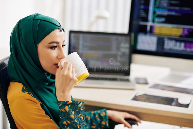 Female Programmer Drinking Coffee Stock Photo - Image of developer ... Female Programmer Drinking Coffee Stock Photo - Image of developer ...