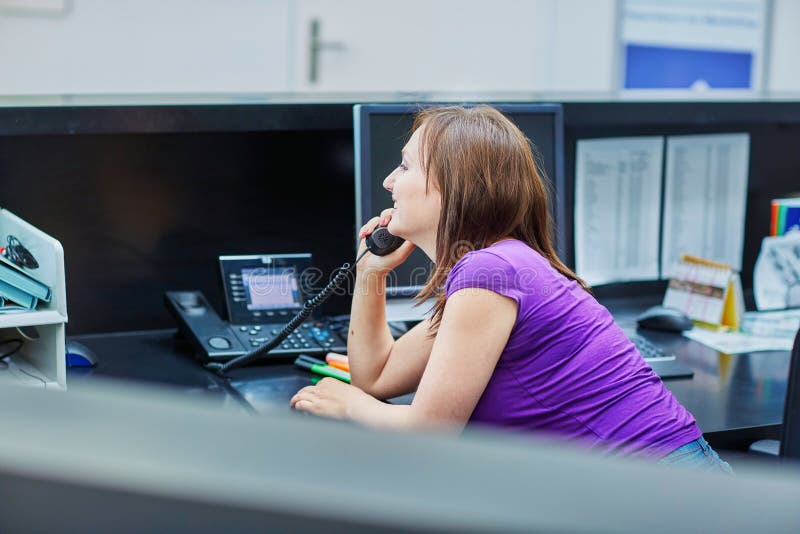 Beautiful Young Receptionist at Work Stock Image - Image of office ...